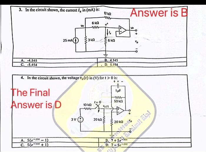 Solved 3. In the circuit shown, the current tx in (mA) is: | Chegg.com
