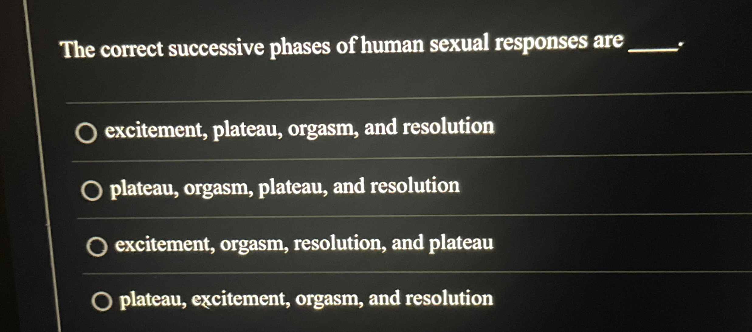 Solved The correct successive phases of human sexual | Chegg.com