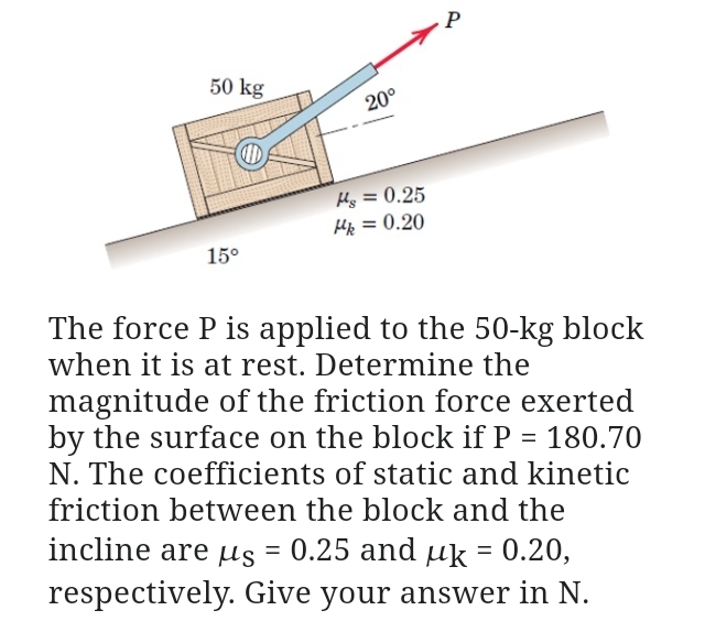 Solved The force P is applied to the 50-kg ﻿block when it is | Chegg.com