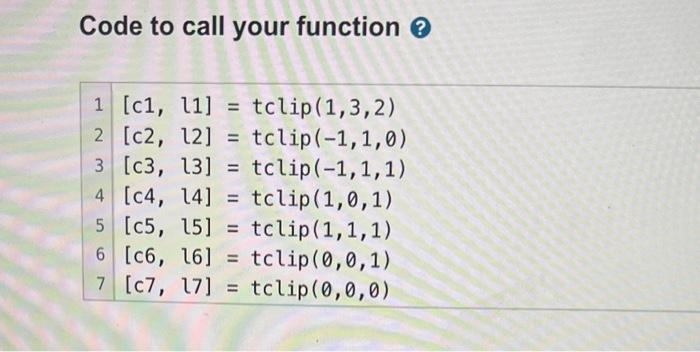 Solved Problem Statement: Create a function named tclip that | Chegg.com