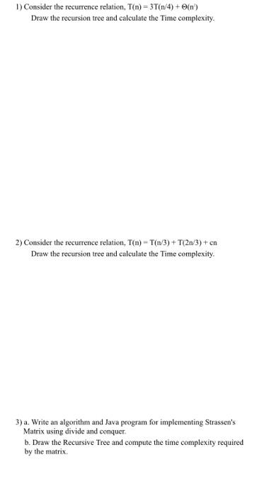 Solved 1) Consider the recurrence relation, | Chegg.com