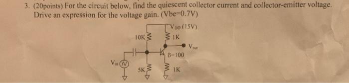 Solved 3. (20points) For the circuit below, find the | Chegg.com