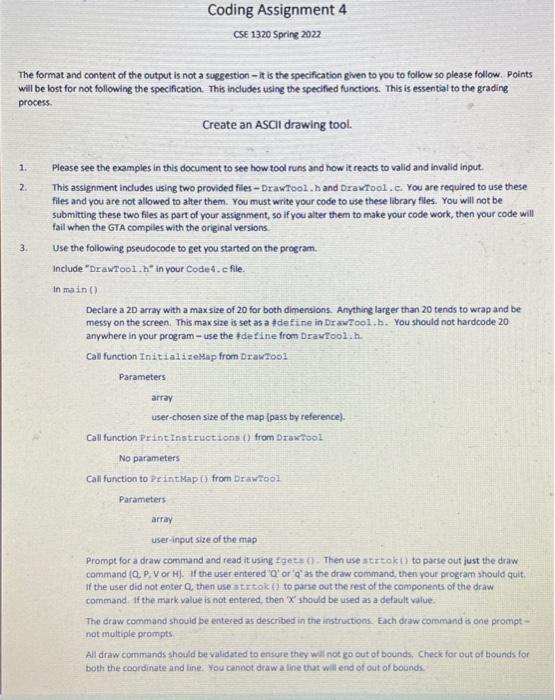 Coding Assignment 4 CSE 1320 Spring 2022 The format | Chegg.com