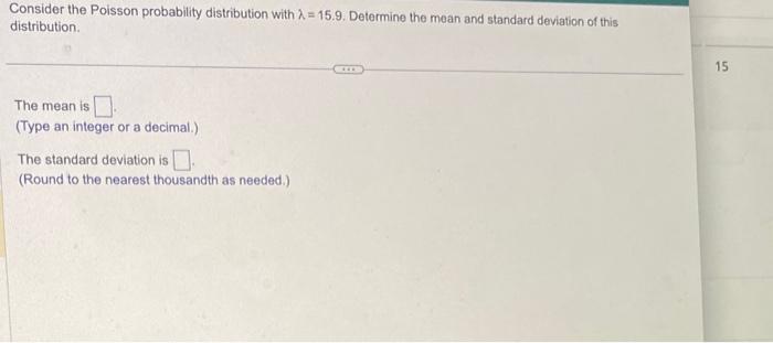 Solved Consider the Poisson probability distribution with | Chegg.com