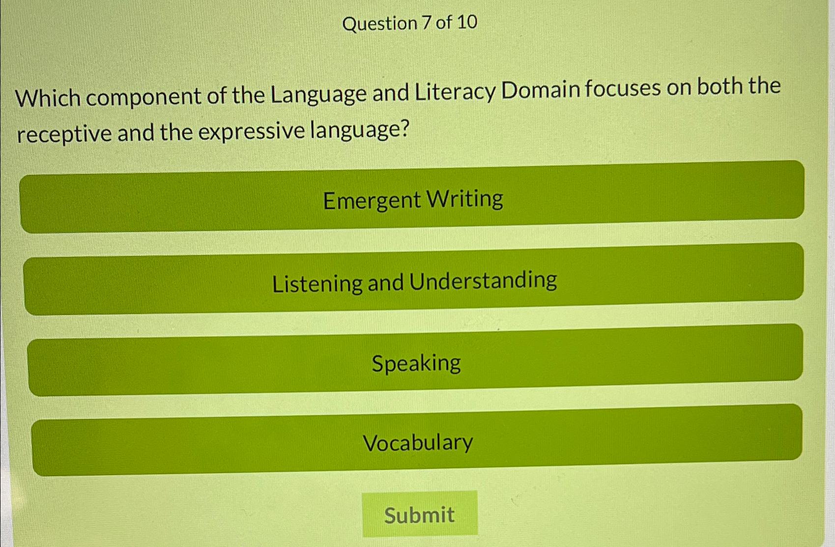 Solved Question 7 ﻿of 10Which component of the Language and | Chegg.com