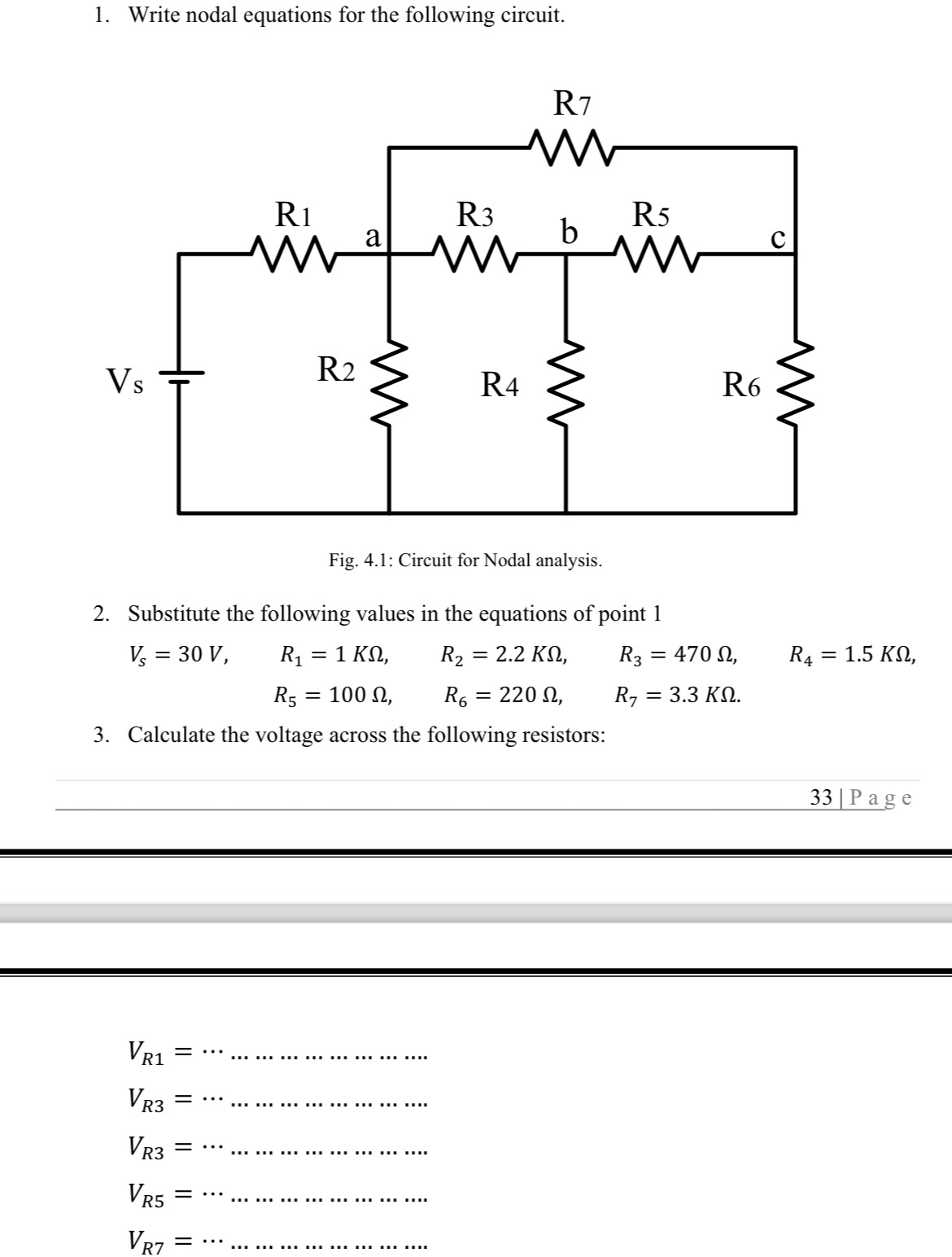 Solved Write nodal equations for the following circuit.Fig. | Chegg.com