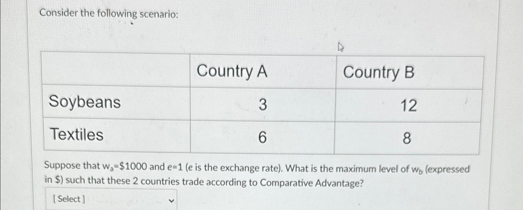 Solved Consider the following scenario:\table[[,Country | Chegg.com