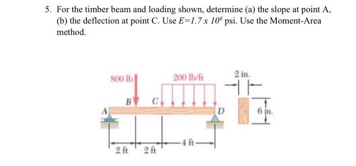 Solved 5. For the timber beam and loading shown, determine | Chegg.com