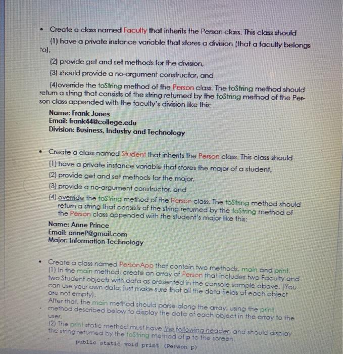 Solved 18m. Specifications • Create a Person class that (1) | Chegg.com