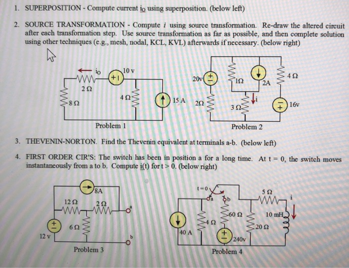 Solved 1. SUPERPOSITION - Compute current io using | Chegg.com