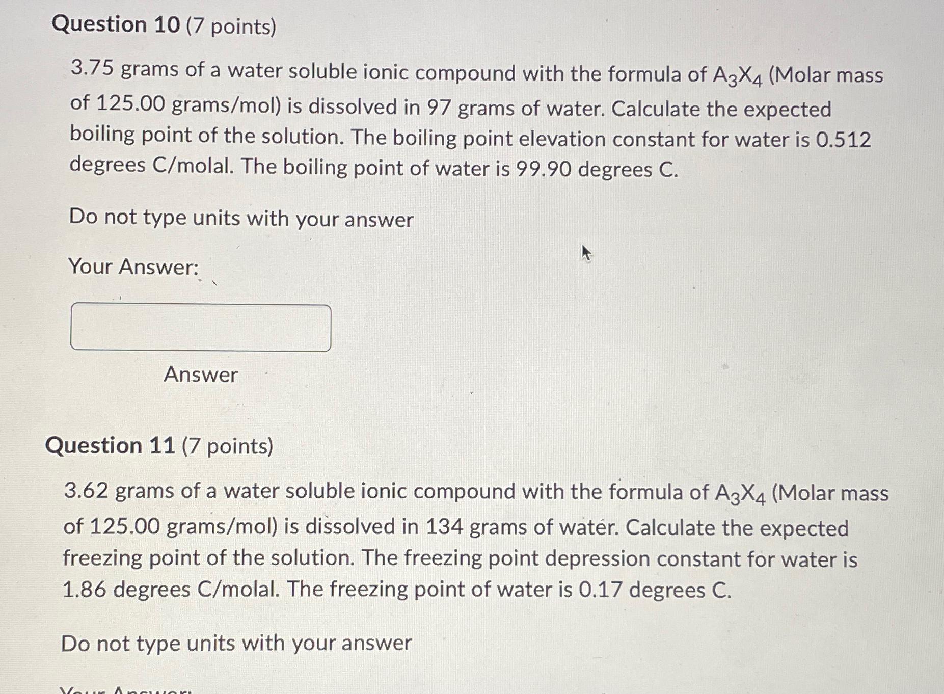 Solved Question 10 (7 ﻿points)3.75 ﻿grams of a water soluble | Chegg.com