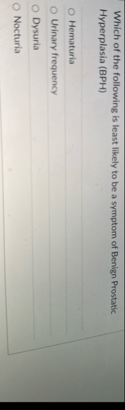 Solved Which of the following is least likely to be a | Chegg.com