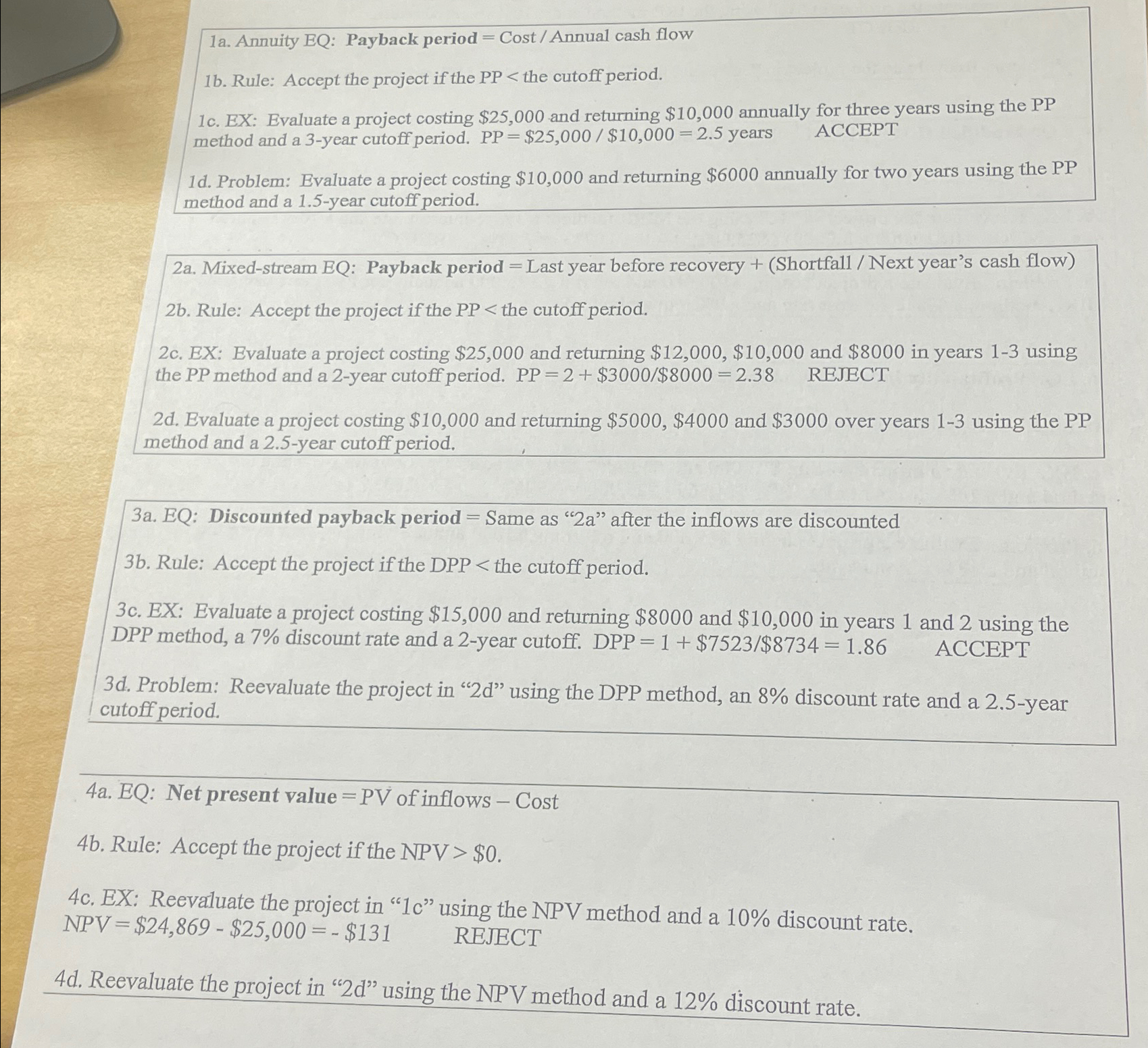 Solved Solve 1d, 2d, 3d, 4d.1a. ﻿Annuity EQ: Payback period | Chegg.com