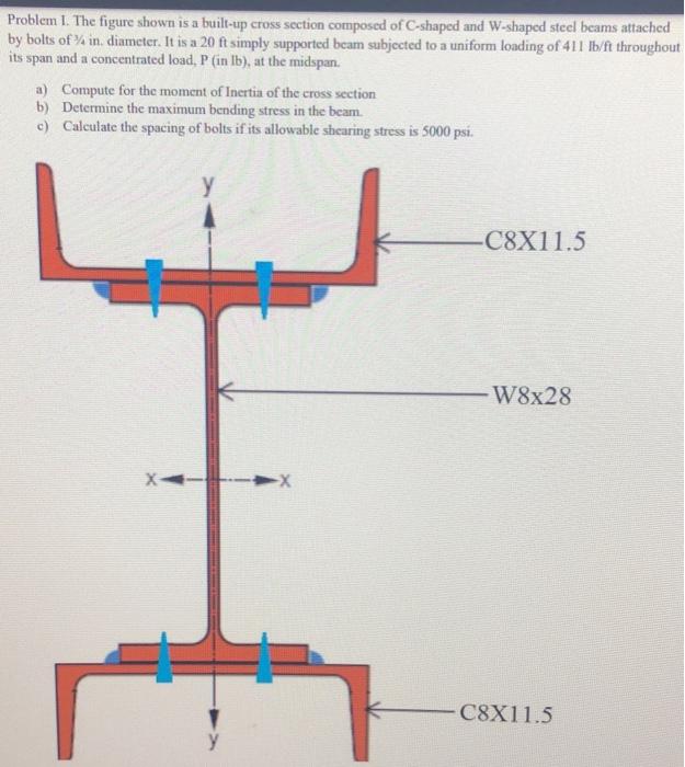 Solved Problem 1. The figure shown is a built-up cross | Chegg.com