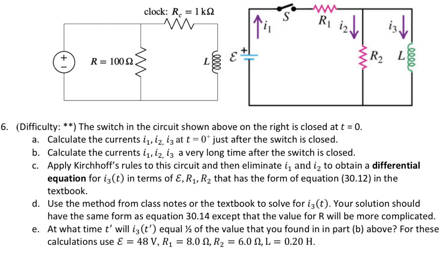 Solved (Difficulty: ?**** ) ﻿The switch in the circuit shown | Chegg.com