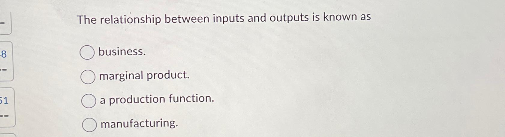 Solved The relationship between inputs and outputs is known | Chegg.com