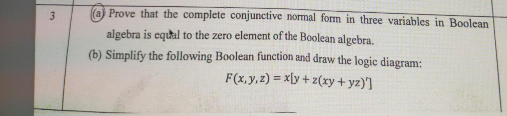 Solved (a) Prove that the complete conjunctive normal form | Chegg.com