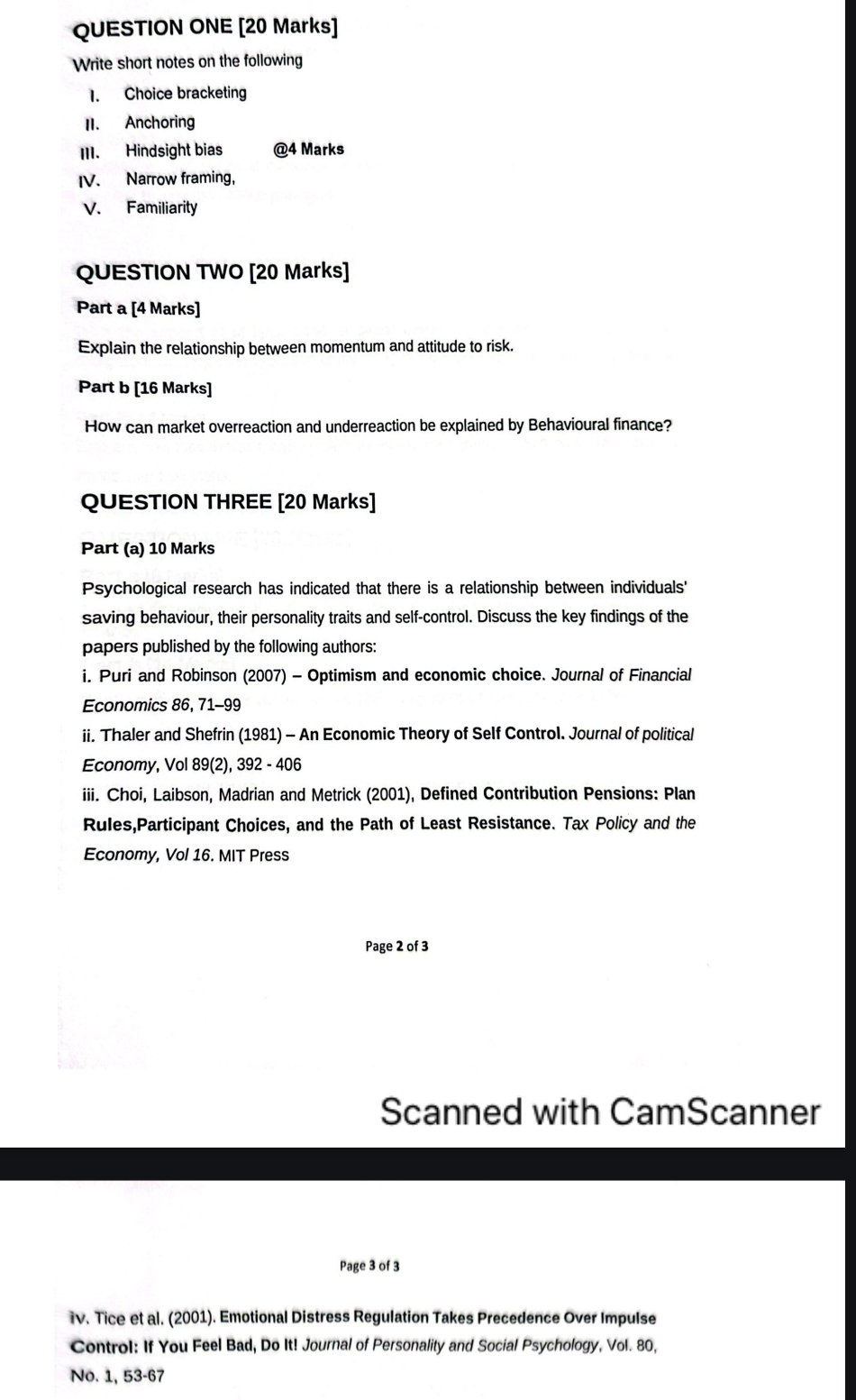 Solved QUESTION ONE [20 ﻿Marks]Write short notes on the | Chegg.com