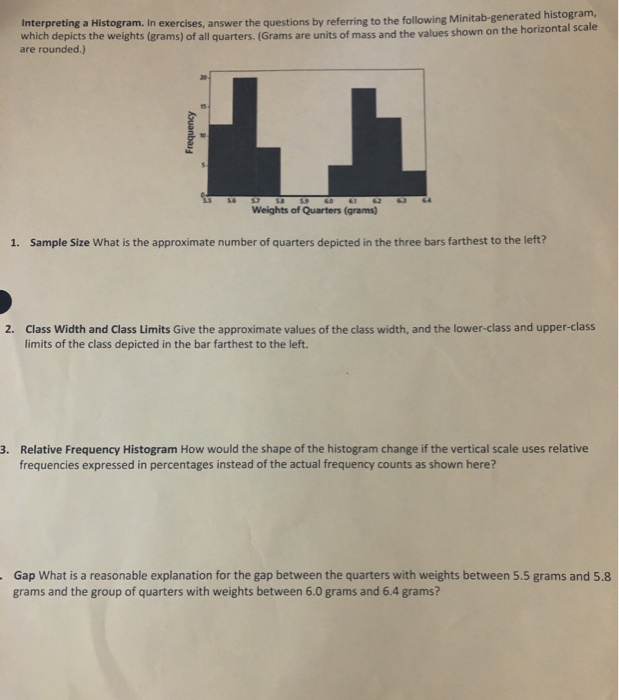 Solved Interpreting a Histogram. In exercises, answer the | Chegg.com
