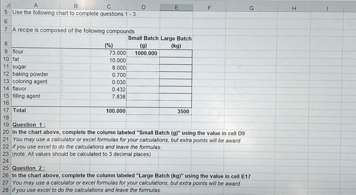In the chart above, complete the column labeled | Chegg.com