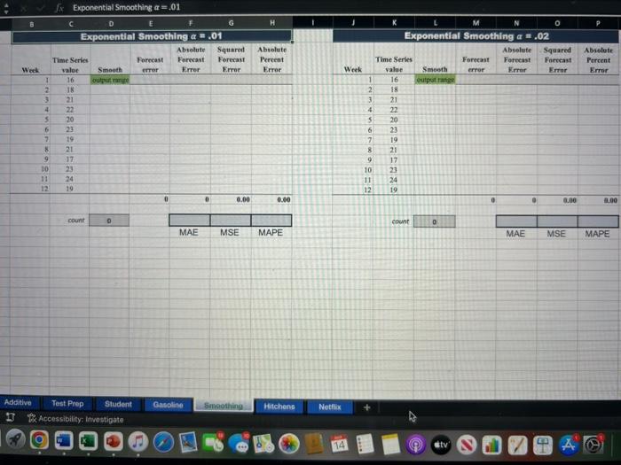 Solved 5. Now improve your forecast with exponential | Chegg.com