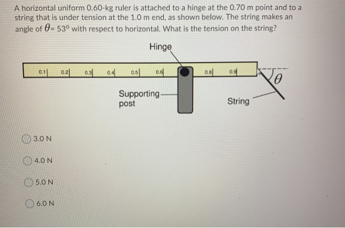 Solved A horizontal uniform 0.60-kg ruler is attached to a | Chegg.com