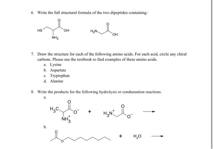 Solved 6. Write the full structural formula of the two | Chegg.com