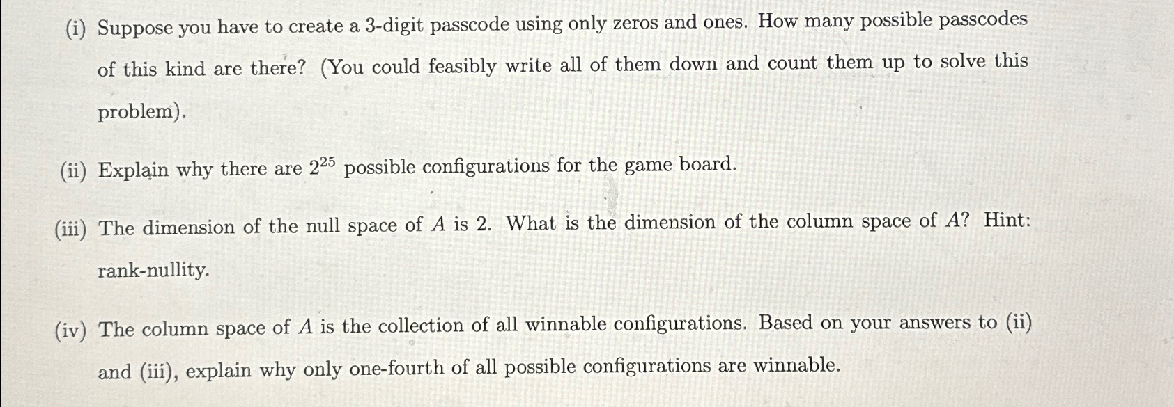 Solved (i) ﻿Suppose you have to create a 3-digit passcode | Chegg.com