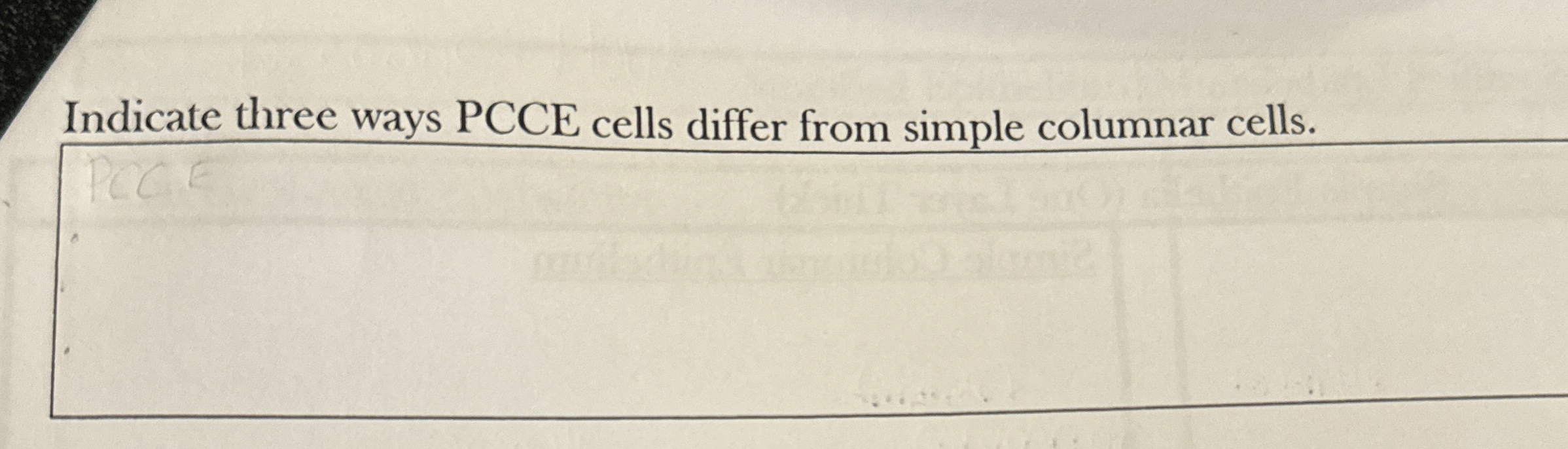 Solved Indicate three ways PCCE cells differ from simple | Chegg.com