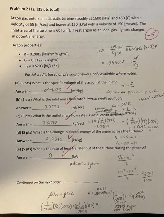 Solved Problem 2 (1). (35 pts total) Argon gas enters an | Chegg.com