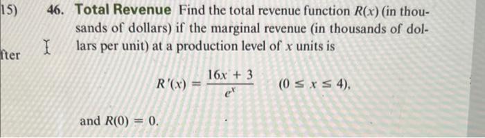 Solved 16. Total Revenue Find the total revenue function | Chegg.com