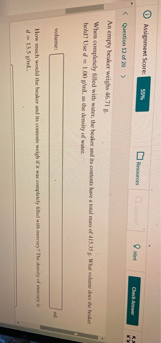 Solved Assignment Score: 55% Resources Hint Check Answer