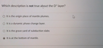 Solved Which description is not true about the D'' ﻿layer?It | Chegg.com