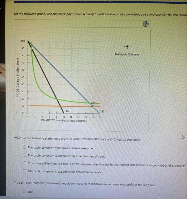 Solved On the following graph, use the black point (plus | Chegg.com