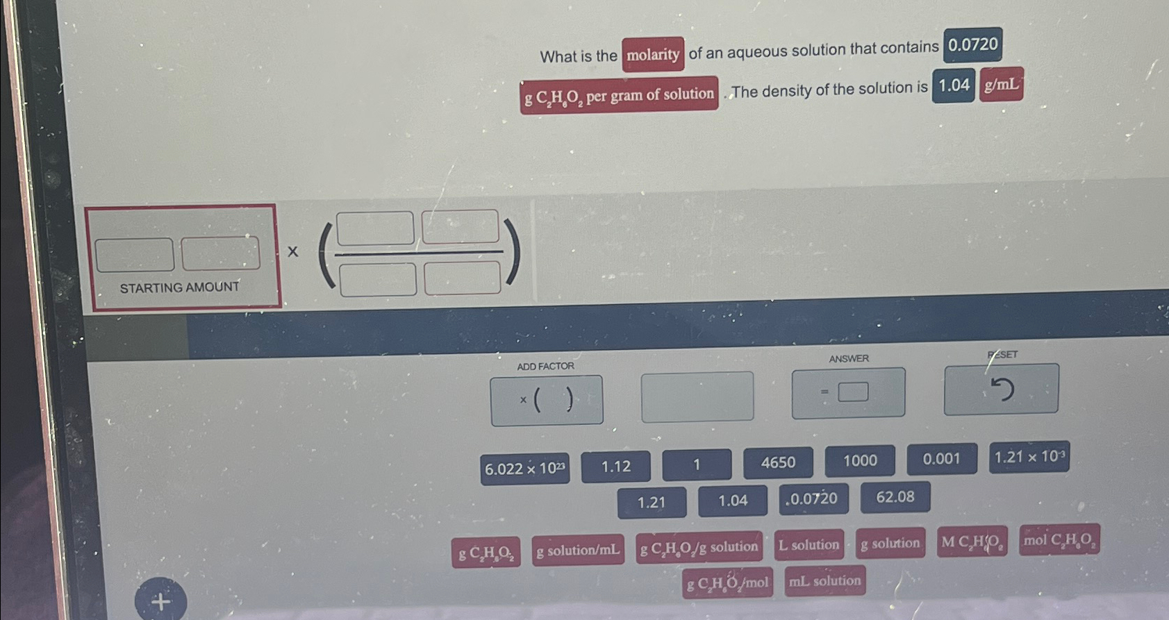 Solved What Is The Molarity Of An Aqueous Solution That