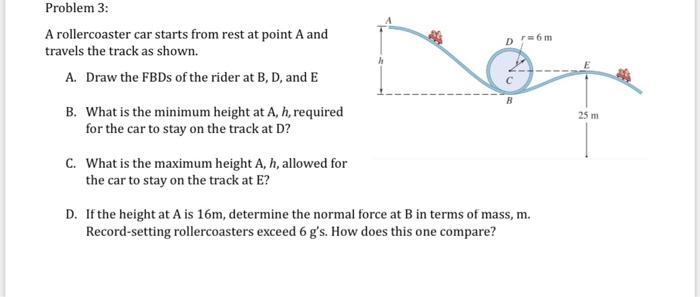 Solved A rollercoaster car starts from rest at point A and | Chegg.com
