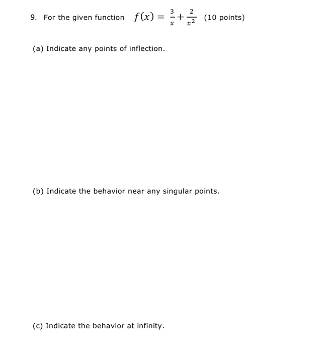 Solved + 9. For the given function (10 points) (a) Indicate | Chegg.com