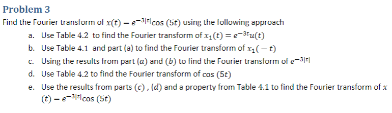 Solved Problem 3Find the Fourier transform of | Chegg.com
