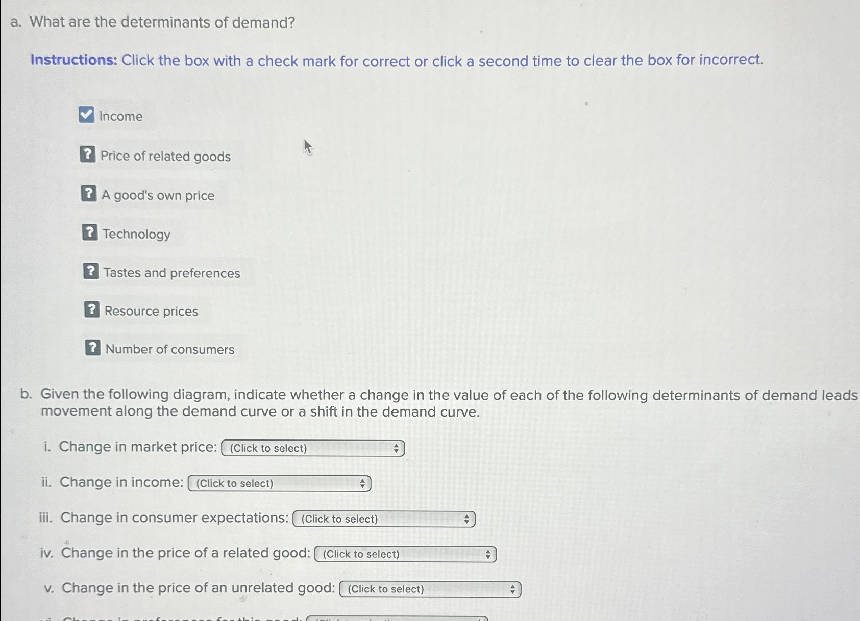 Solved a. ﻿What are the determinants of demand?Instructions: | Chegg.com