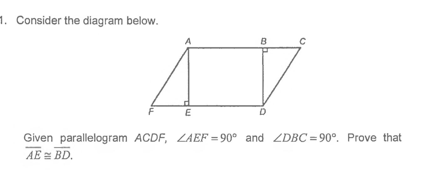 Solved Consider the diagram below.Given parallelogram | Chegg.com