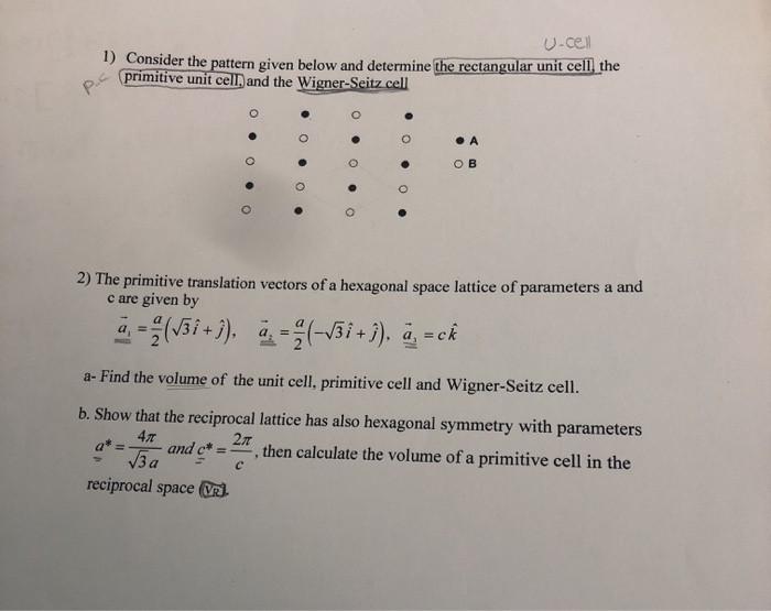 Solved u-cell Consider the pattern given below and determine | Chegg.com