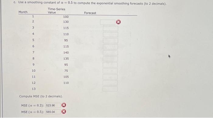 Solved b. Use α=0.2 to compute the exponential smoothing | Chegg.com