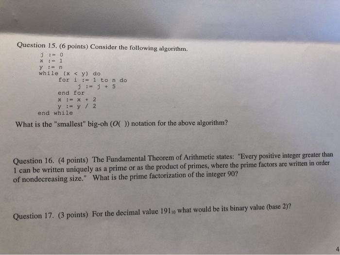 Solved Question 15. (6 points) Consider the following | Chegg.com