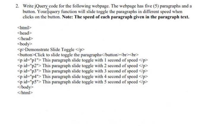 Solved jQuery Statement: (CLO 4) 5 Points 1. For the | Chegg.com