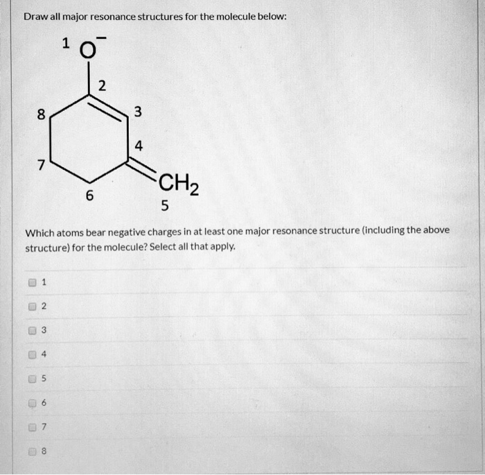 Solved Draw all major resonance structures for the molecule | Chegg.com
