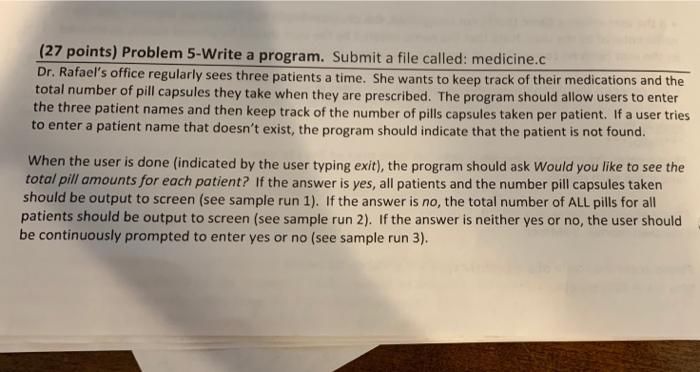 Solved C programming beginner level (27points) Problem | Chegg.com