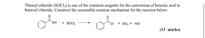 Solved Thionyl chloride (SOCl2) is one of the common | Chegg.com