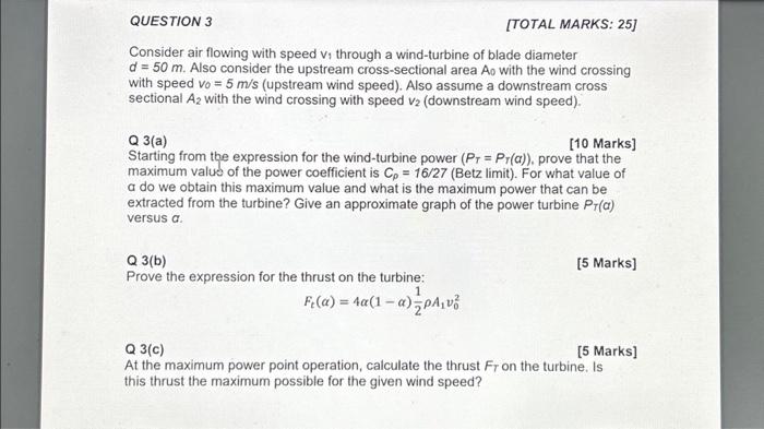 QUESTION 3 [TOTAL MARKS: 25] Consider air flowing | Chegg.com