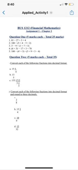 Solved Question One (5 marks each - Total 25 marks) | Chegg.com