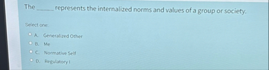 Solved The ﻿represents the internalized norms and values | Chegg.com